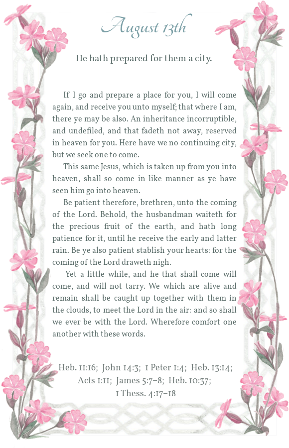 Daily Light August 13th – LIFE ON THE ALTAR
